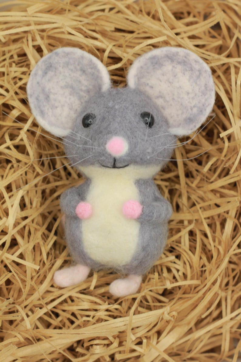 Needle Felted Mouse Miniature Animal Handmade Ornament Miniature Mouse Gift for Animal Lover Toy ...