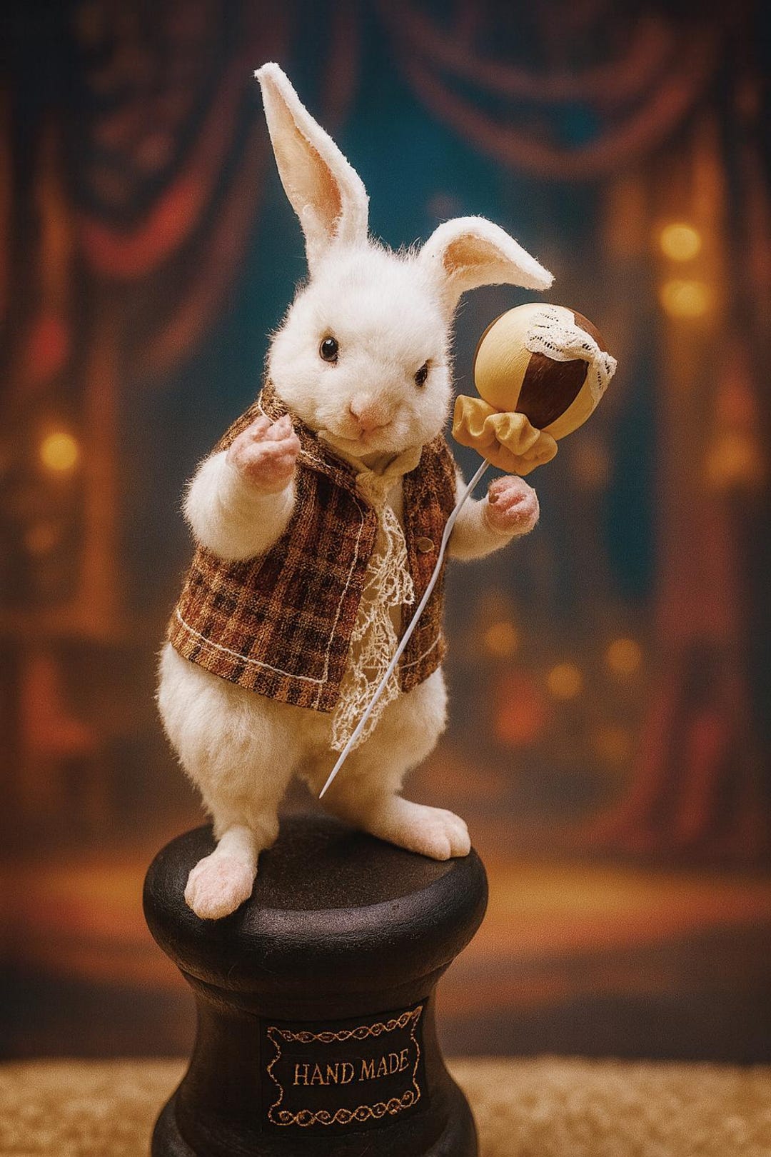 Handmade Realistic Bunny Figurine – Mr. Toffee, Plaid Vest, Lollipop - Etsy