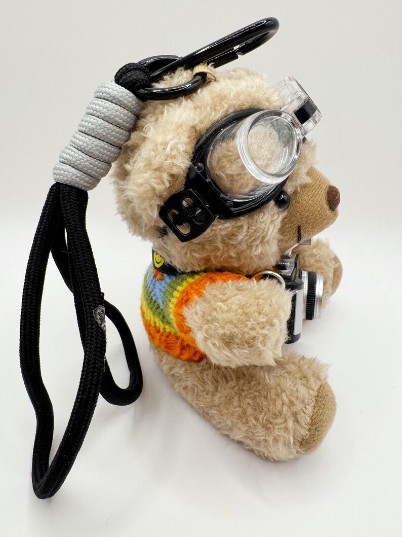 Photographer Teddy Bear Keychain: Plush Toy With Camera, Goggles & Knit ...