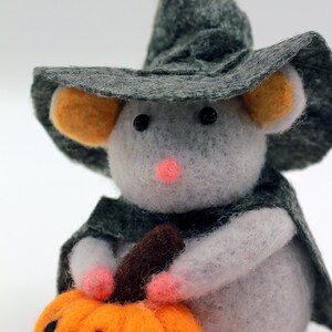 Adorable Halloween Wool Felt Mouse With Pumpkin Kawaii Decor - Etsy