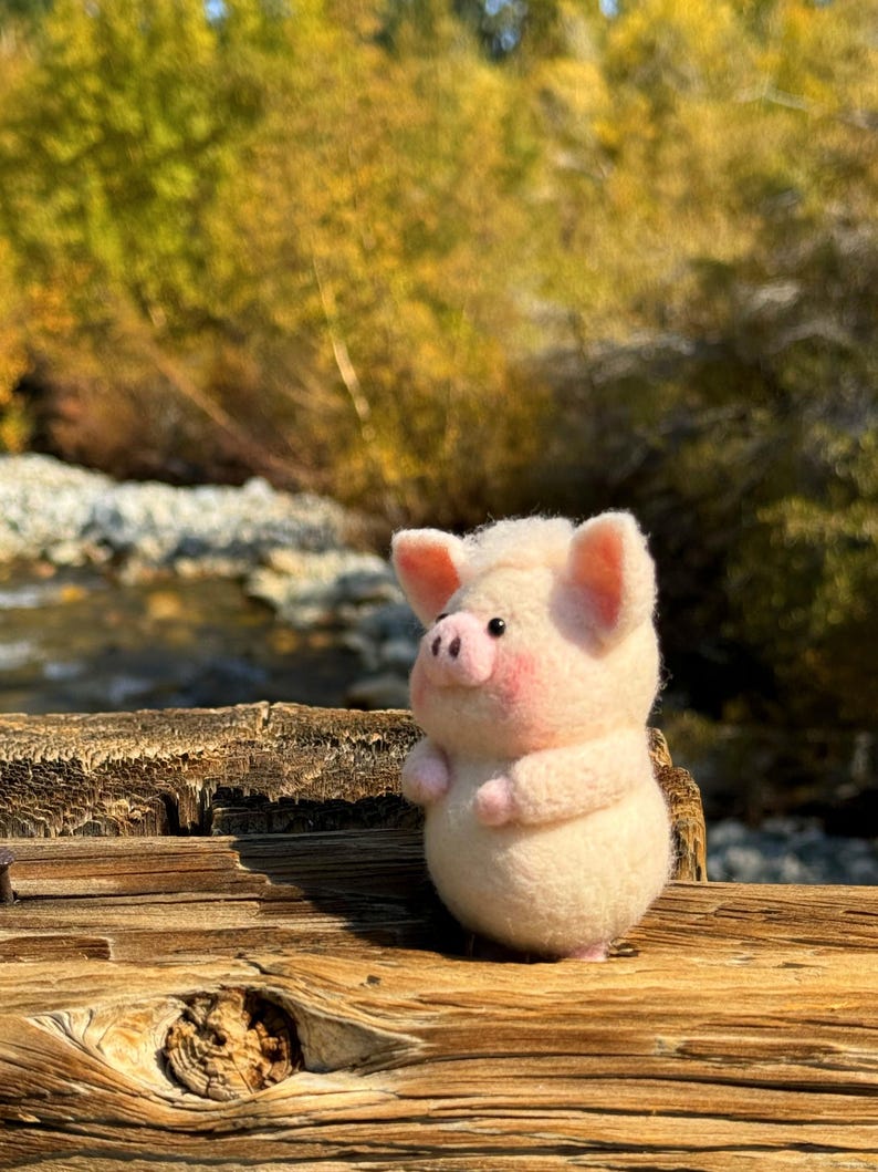 Handmade Wool Felt Pig Figurine: Farmhouse Nursery Decor - Etsy