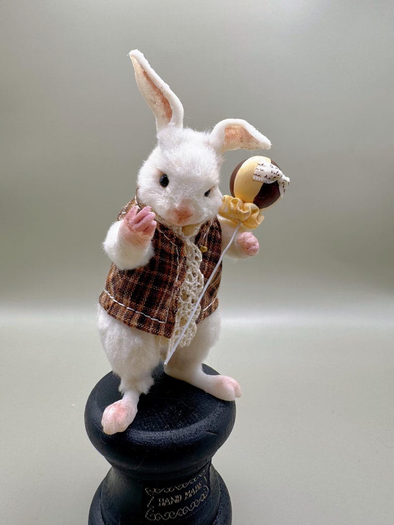 Handmade Realistic Bunny Figurine – Mr. Toffee, Plaid Vest, Lollipop - Etsy