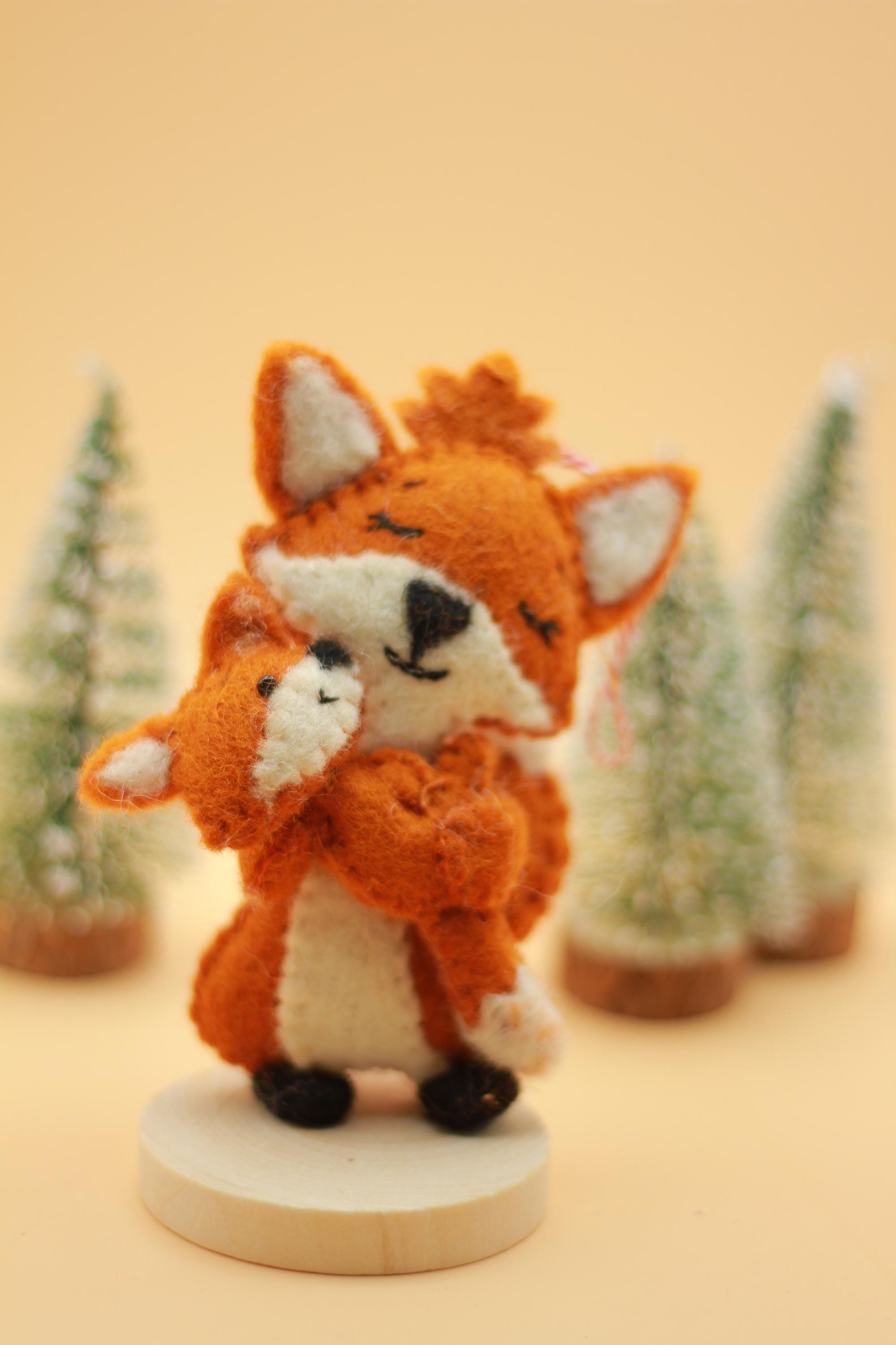 Handmade Wool Felt Fox Ornament – Mom and Baby Animal Lover Gift - Etsy