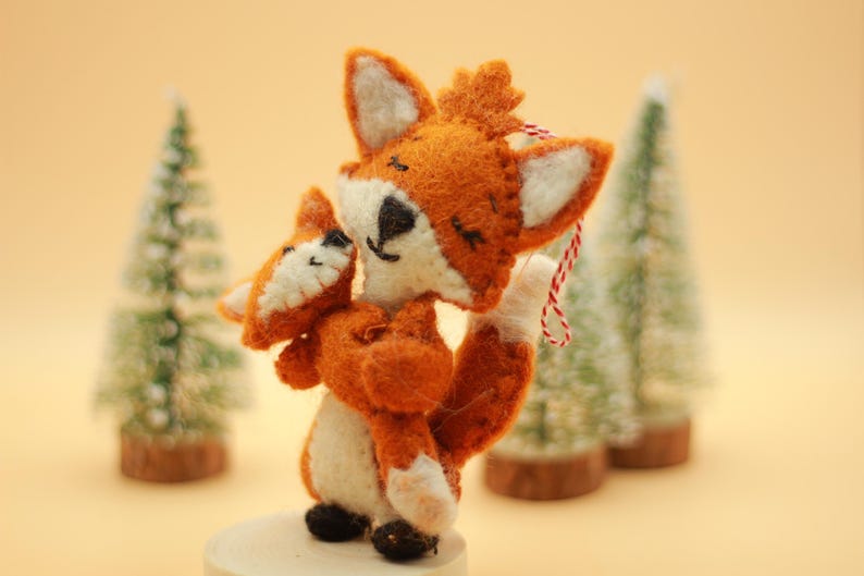 Handmade Wool Felt Fox Ornament – Mom and Baby Animal Lover Gift - Etsy