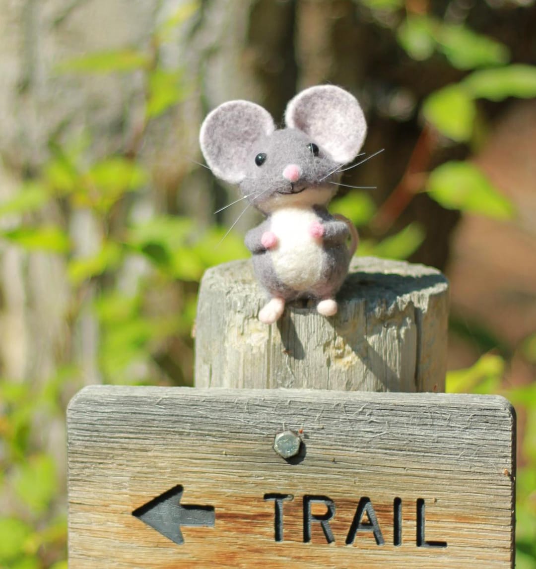 Needle Felted Mouse Miniature Animal Handmade Ornament Miniature Mouse ...