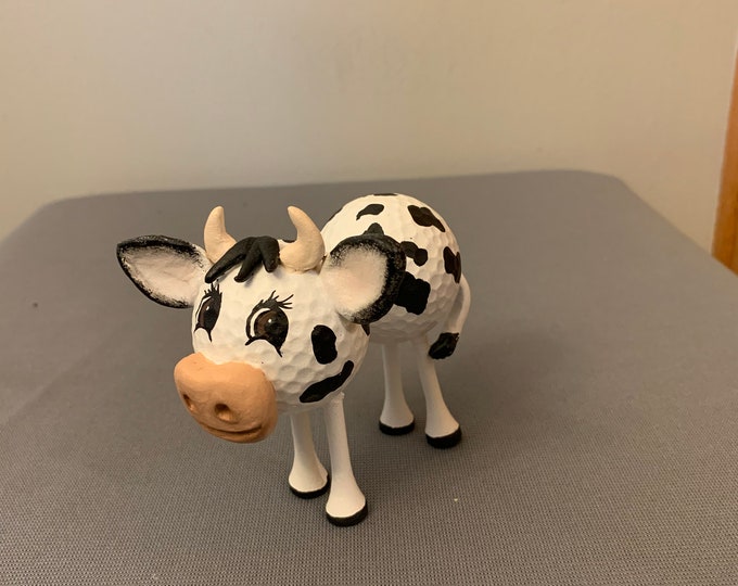 Cow Made of Recycled Golf Balls and Golf Tees - Hand Made and Hand ...