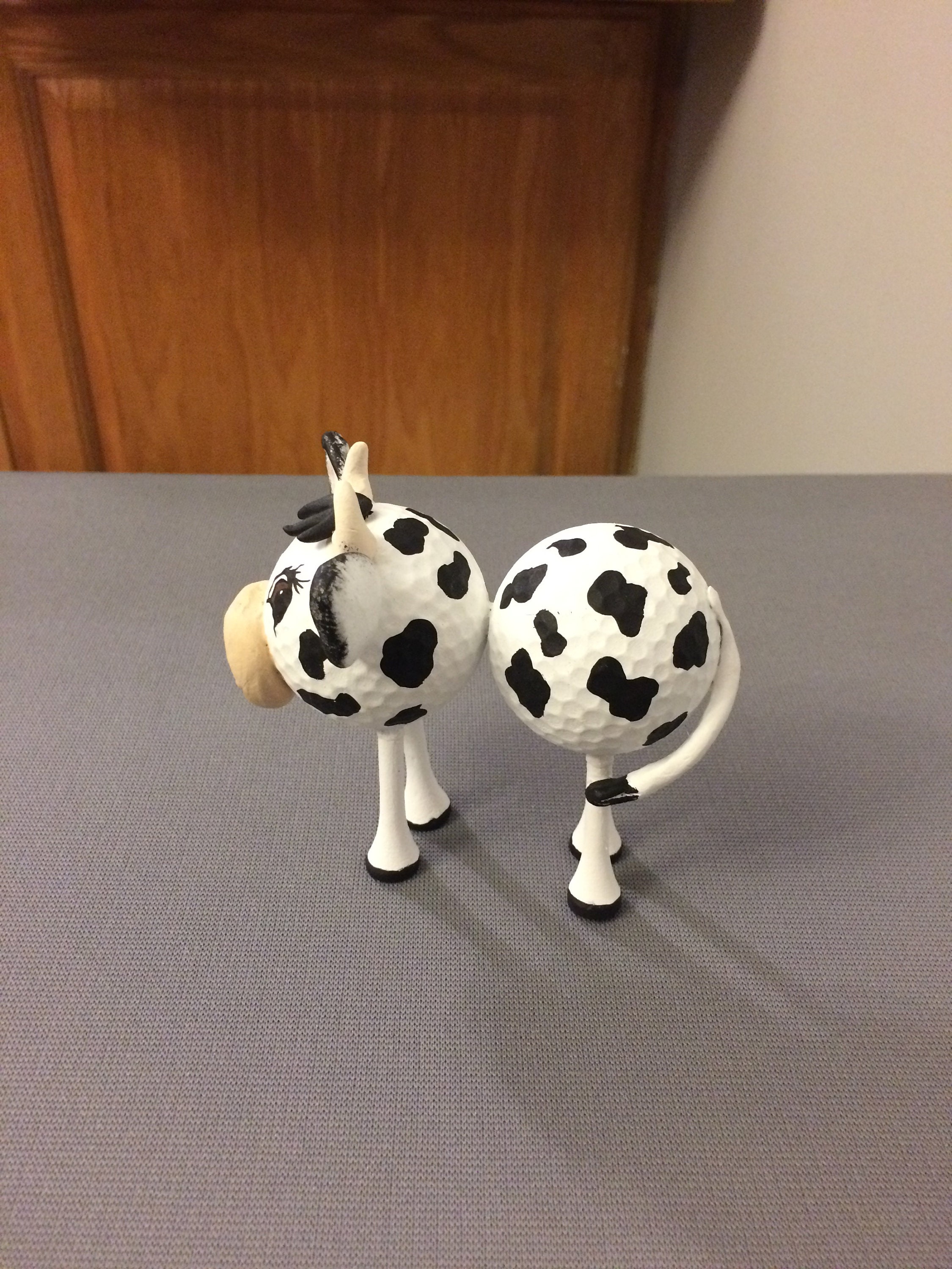 Cow Made of Recycled Golf Balls and Golf Tees - Hand Made and Hand ...
