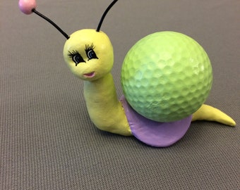 Snail Made of Recycled Golf Balls Pink Ball Use Inside or Outside Hand ...