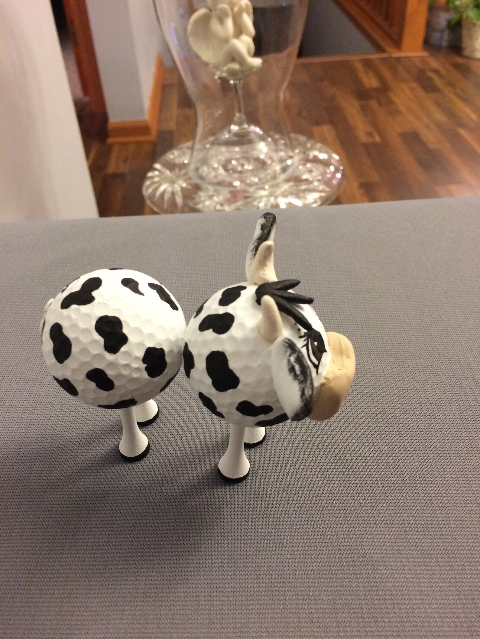 Cow Made of Recycled Golf Balls and Golf Tees - Hand Made and Hand ...