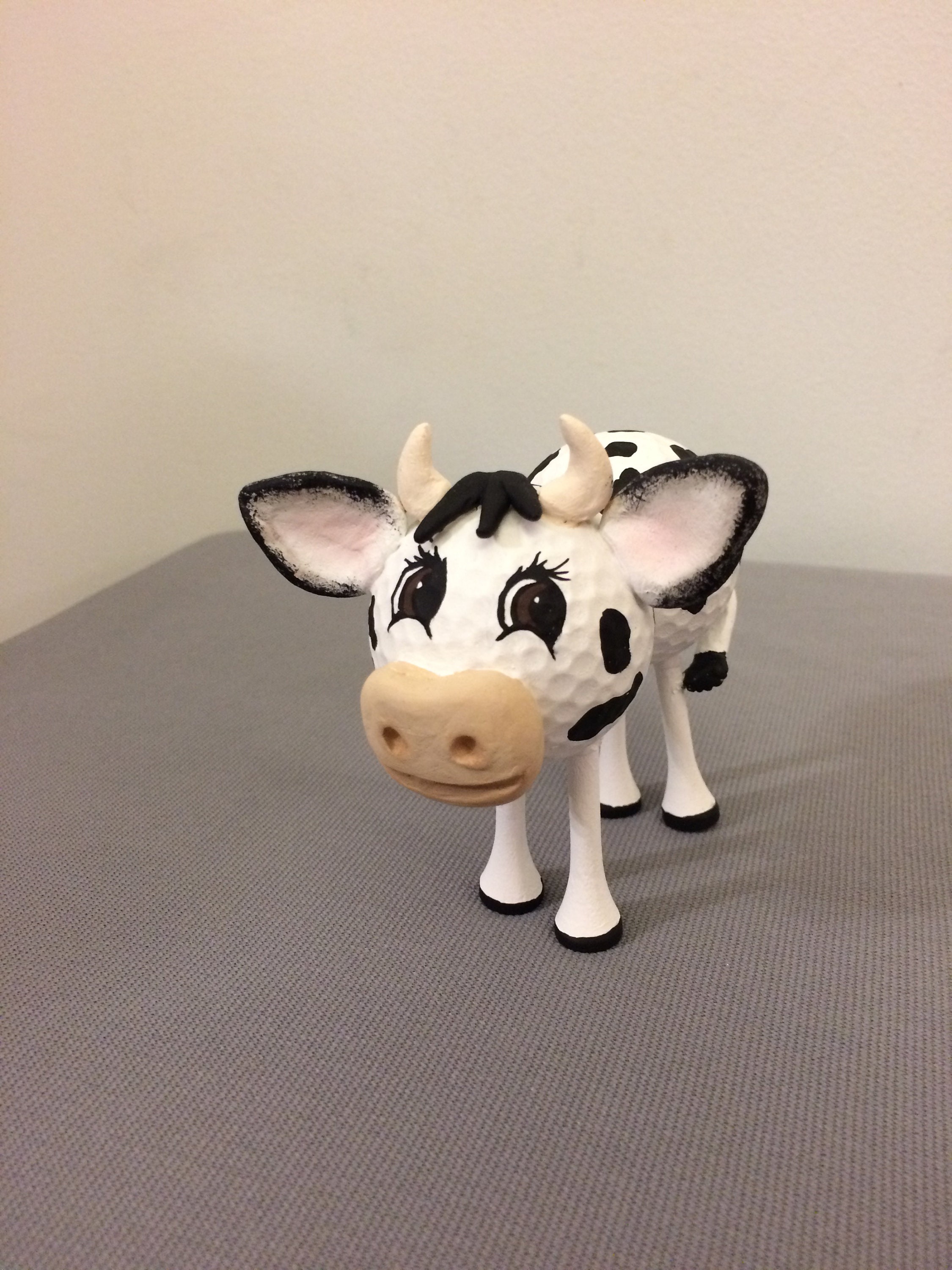 Cow Made of Recycled Golf Balls and Golf Tees - Hand Made and Hand ...