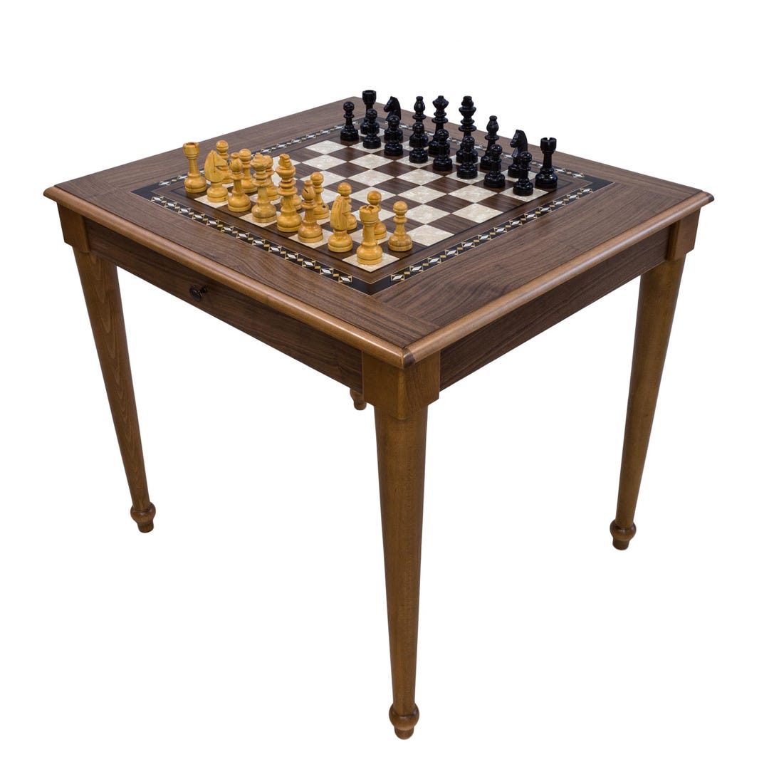 Handcrafted Wooden Chess Table - Large Luxury Chess Table Set With ...