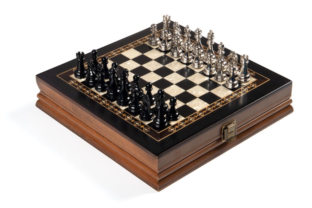 Travel Size Chess Set - Mini Chess Set With Metal Pieces | Handmade ...