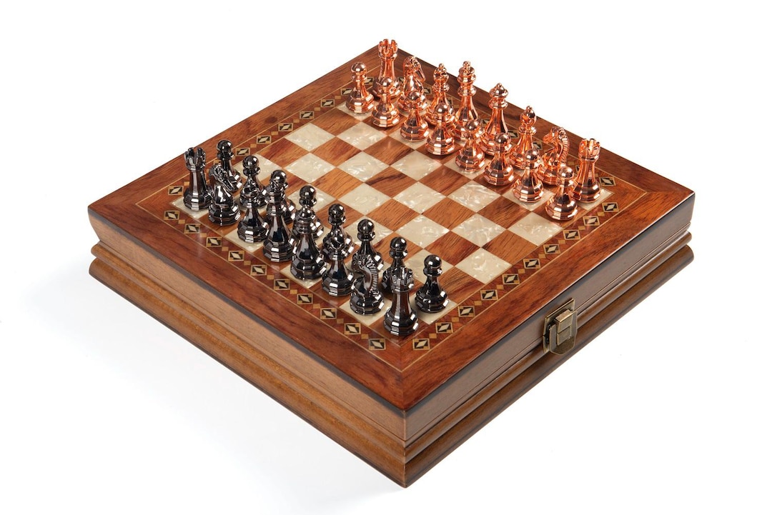 Travel Size Chess Set - Mini Chess Set With Metal Pieces | Handmade ...