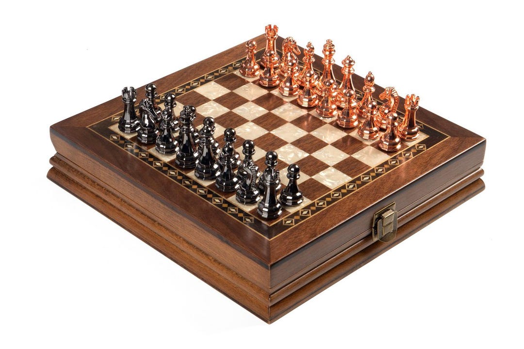 Travel Size Chess Set - Mini Chess Set With Metal Pieces | Handmade ...