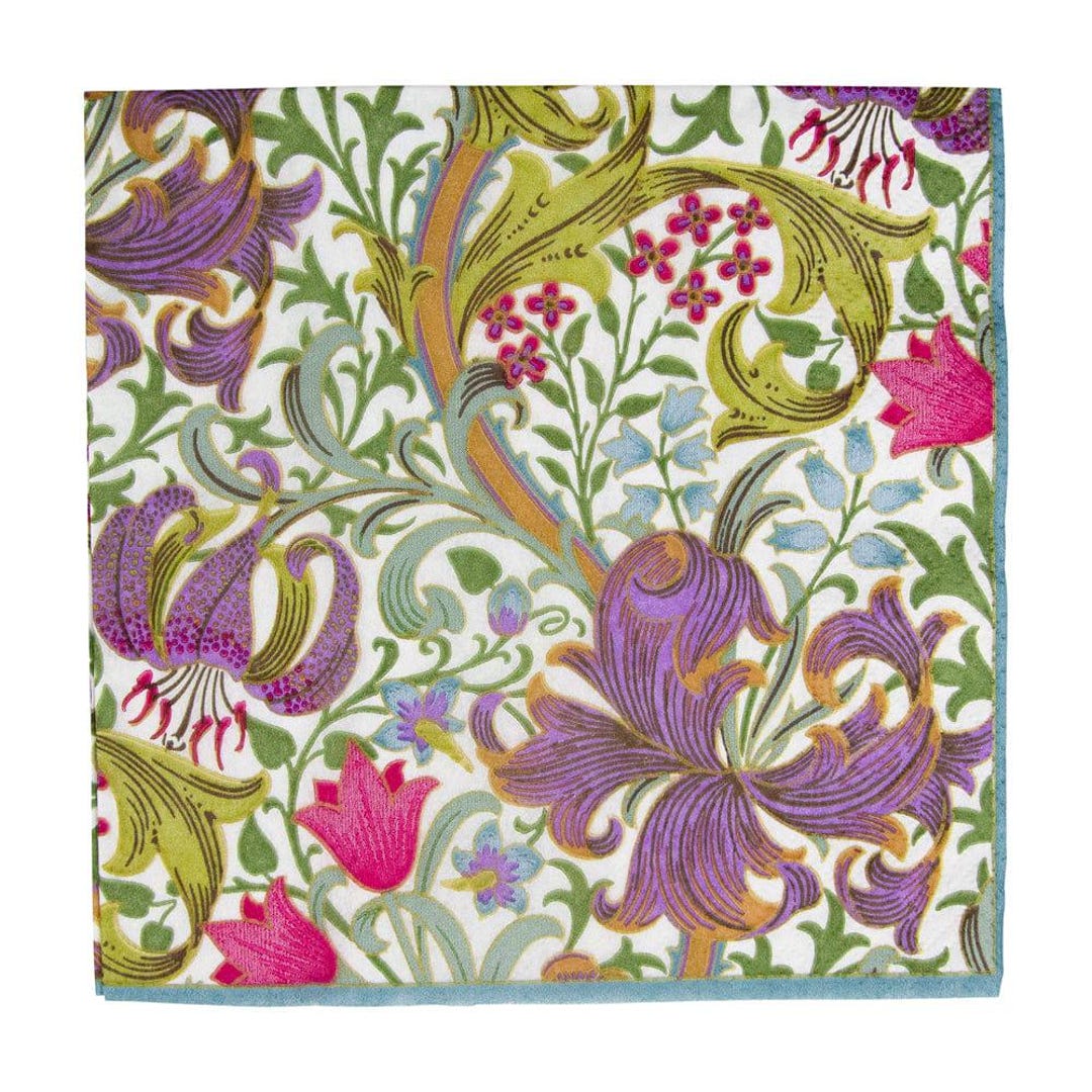 Golden Lily Floral Paper Napkins - Lunch Size - Set of 3 - Decoupage ...