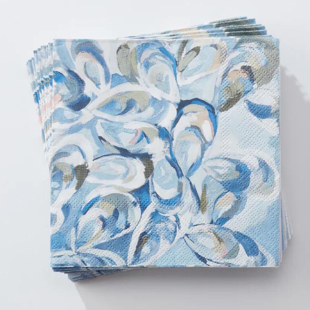 Oyster Napkins - Cocktail Size - Set of 3 - Coastal Seashell Decoupage ...