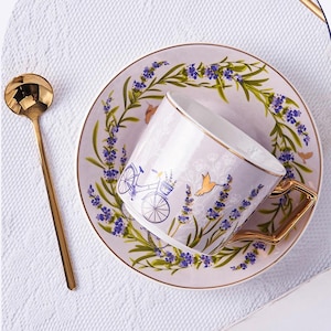 Romantic Lavender Ceramic Tea Set 15 Pieces, Ceramic Coffee Cup and ...