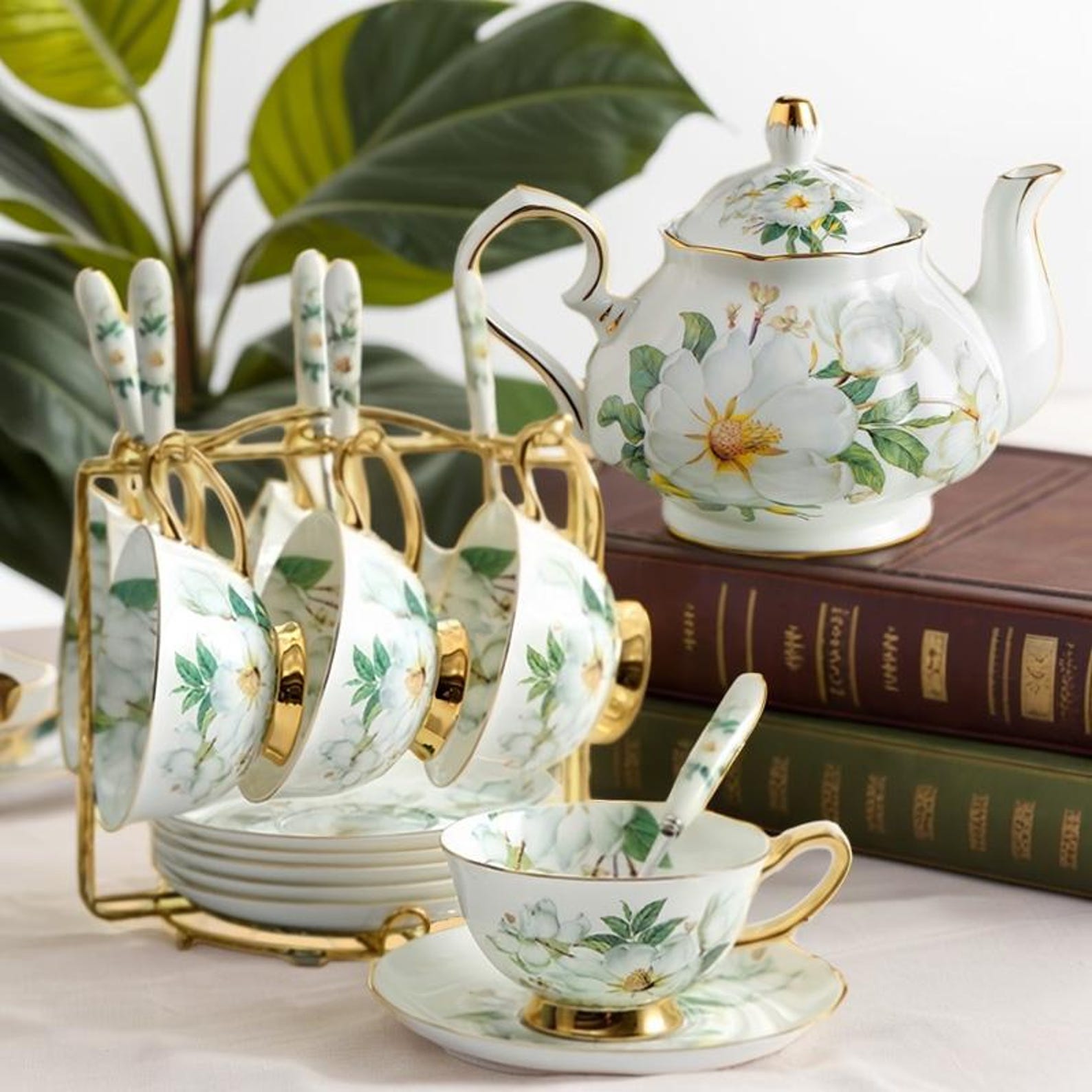 Camellia Ceramic Tea Set, Exquisite Afternoon Tea Set, Coffee Set ...