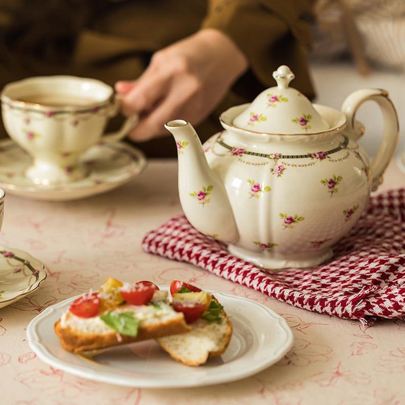 Romantic Lace Ceramic Coffee Set, Vintage Tea Set, Afternoon Tea Set ...