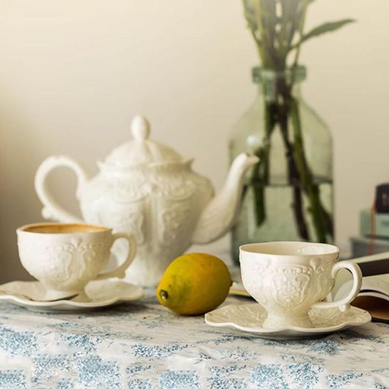Palace Ceramic Tea Set, Embossed Coffee Cup Saucer Set, French ...
