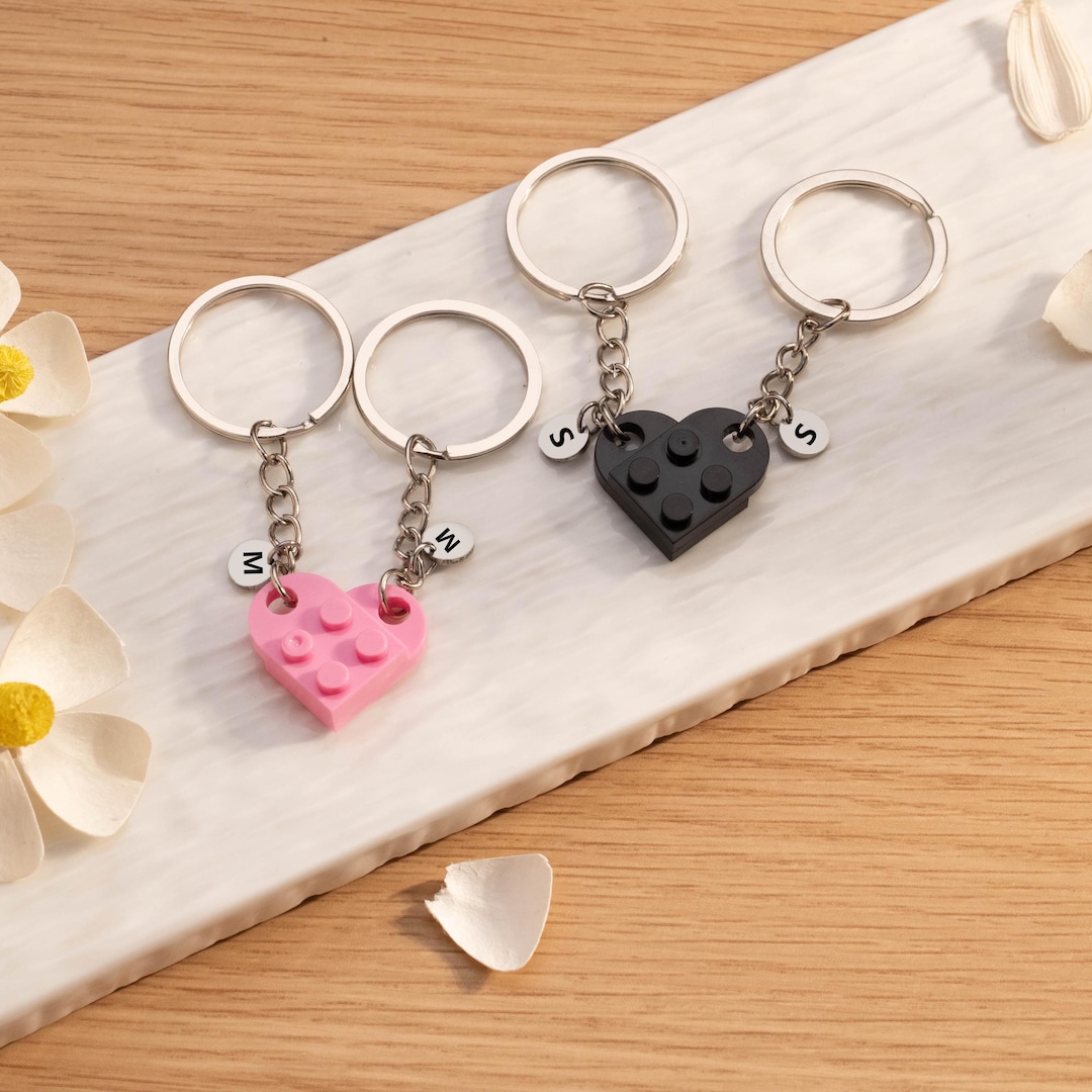 Custom Lego Heart Keychain Set,personalized Matching Keychain,initials ...