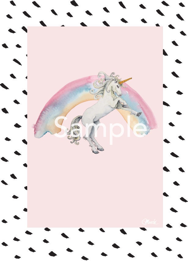 Unicorn and Rainbow Poster Kids Room Wall Art Girls Poster - Etsy