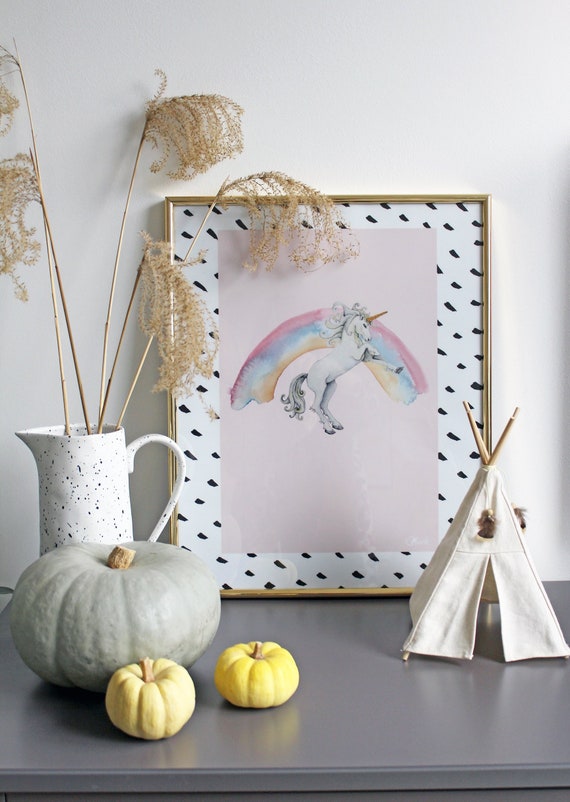 Unicorn and Rainbow Poster Kids Room Wall Art Girls Poster - Etsy