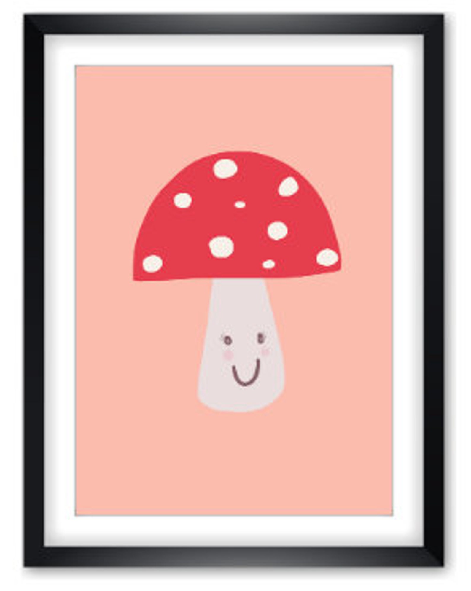 Happy Toadstool Poster in Pink - Etsy