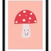 Happy Toadstool Poster in Pink - Etsy