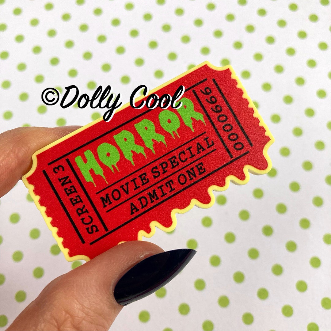 Horror Movie Ticket Brooch by Dolly Cool - Laser Cut - Plexiglass - 50s ...