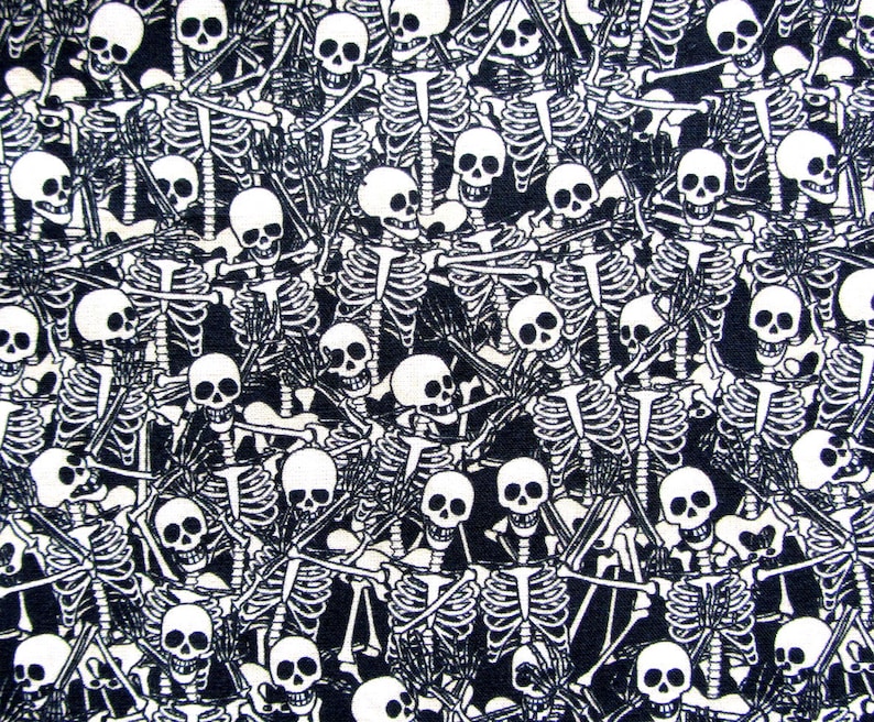 Skeleton Hair Tie Skull and Bones Print Fabric Scarf Wrap Band by Dolly ...
