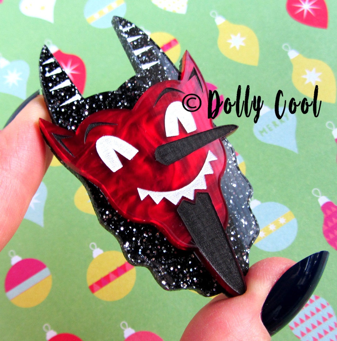 Krampus Acrylic Brooch by Dolly Cool Devil Demon Alternative Holiday - Etsy