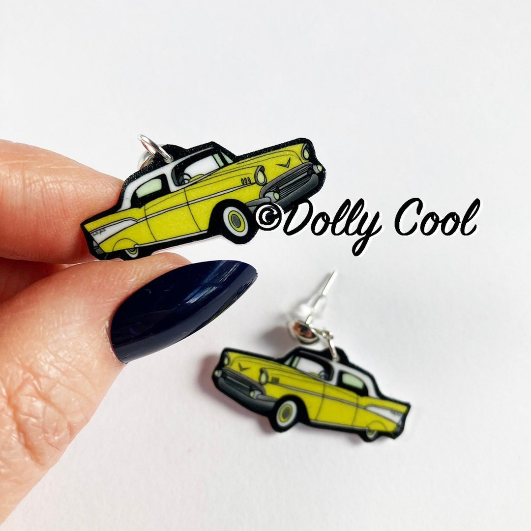 50s Yellow Chevy Bel Air Car Earrings by Dolly Cool - Rockabilly - 50s ...
