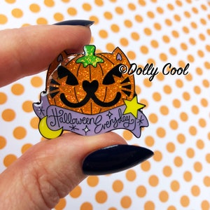 Cat Pumpkin Enamel Pin by Dolly Cool - Halloween Everyday - Creepy Cute ...