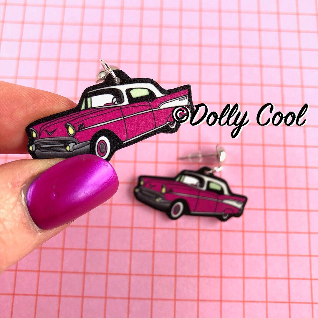 Pink Chevy Bel Air Car Earrings: 50s Rockabilly Style - Etsy