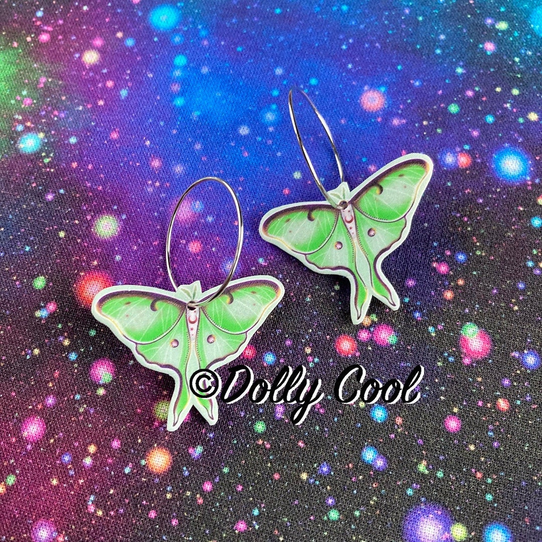 Luna Moth Hoop Earrings: Stainless Steel, Gothic Insect Jewelry - Etsy