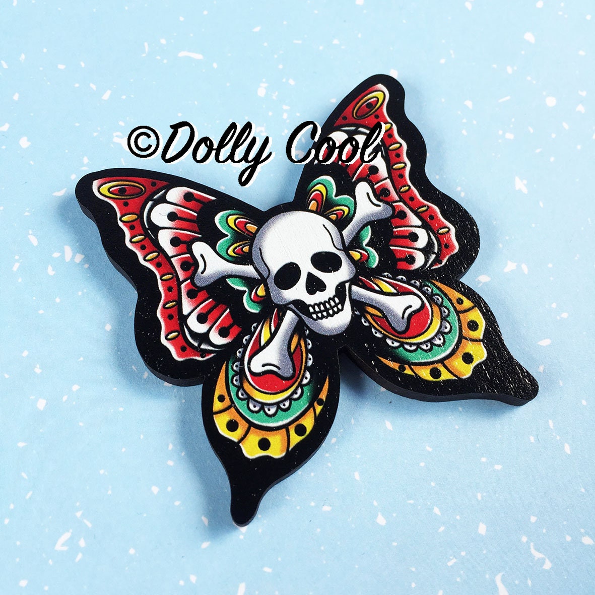 Skull Schmetterling Tattoo Brosche von Dolly Cool 40er 50er | Etsy