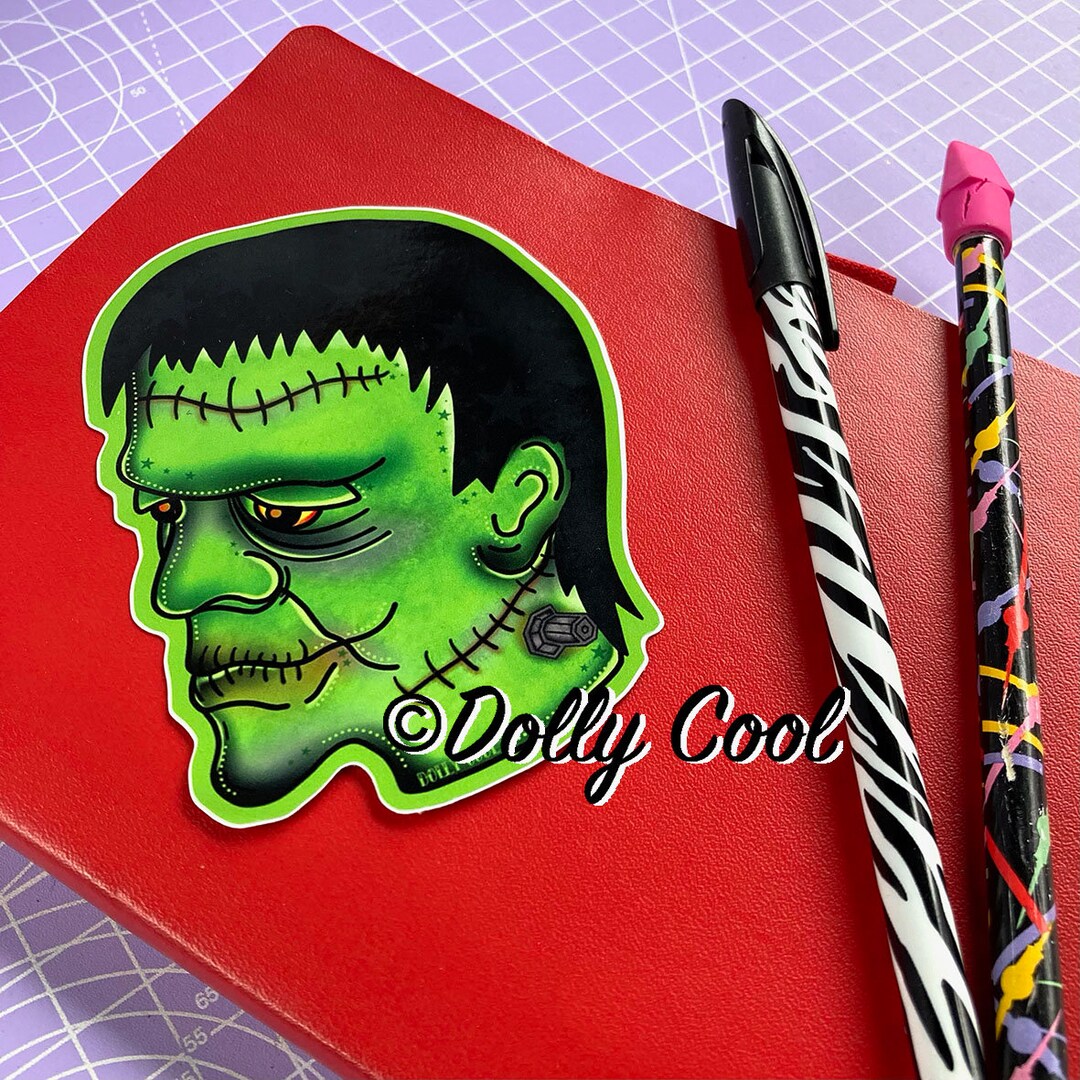 Frankenstein's Monster Vinyl Sticker: Illustrated Waterproof Decal - Etsy