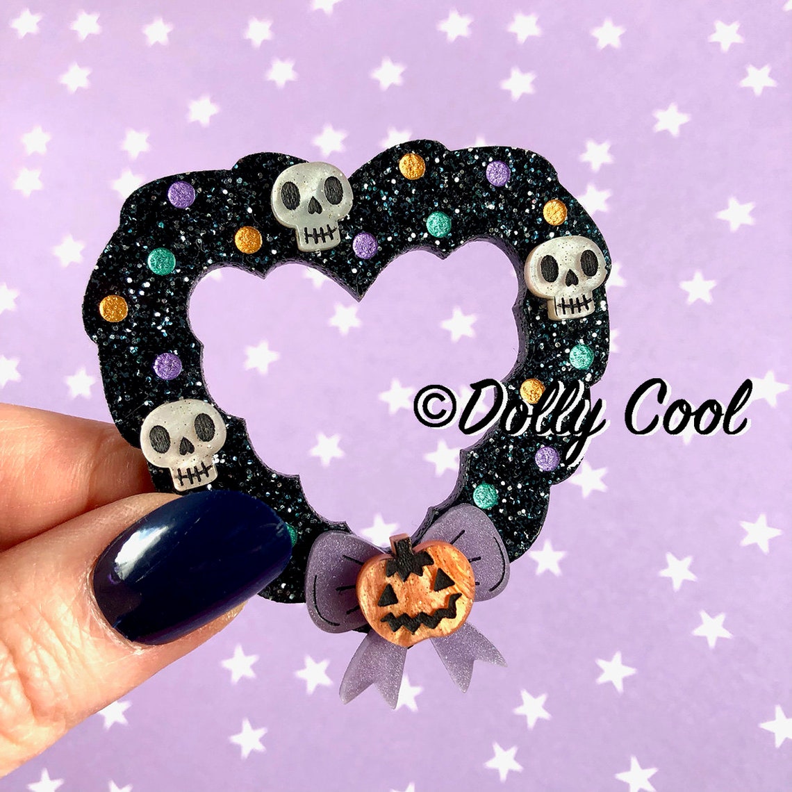 Halloween Wreath Acrylic Brooch With Skulls by Dolly Cool - Vintage ...