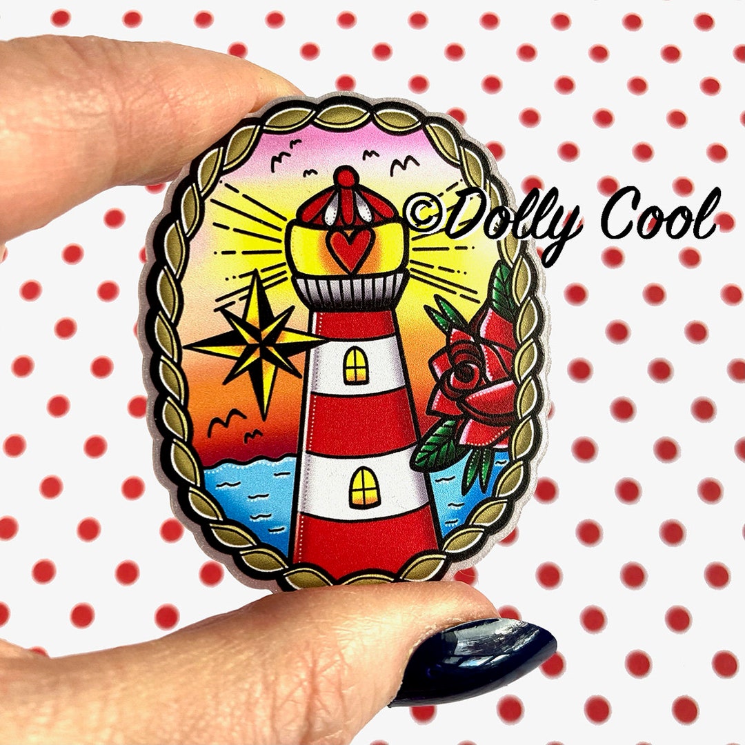 Lighthouse Tattoo Brooch by Dolly Cool - 40s 50s Reproduction - Vintage ...