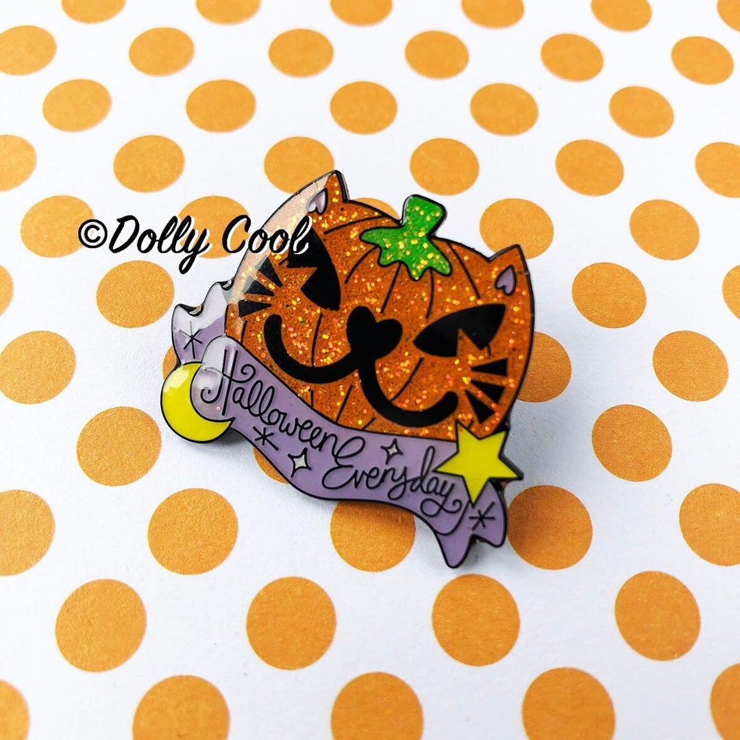 Cat Pumpkin Enamel Pin by Dolly Cool - Halloween Everyday - Creepy Cute ...
