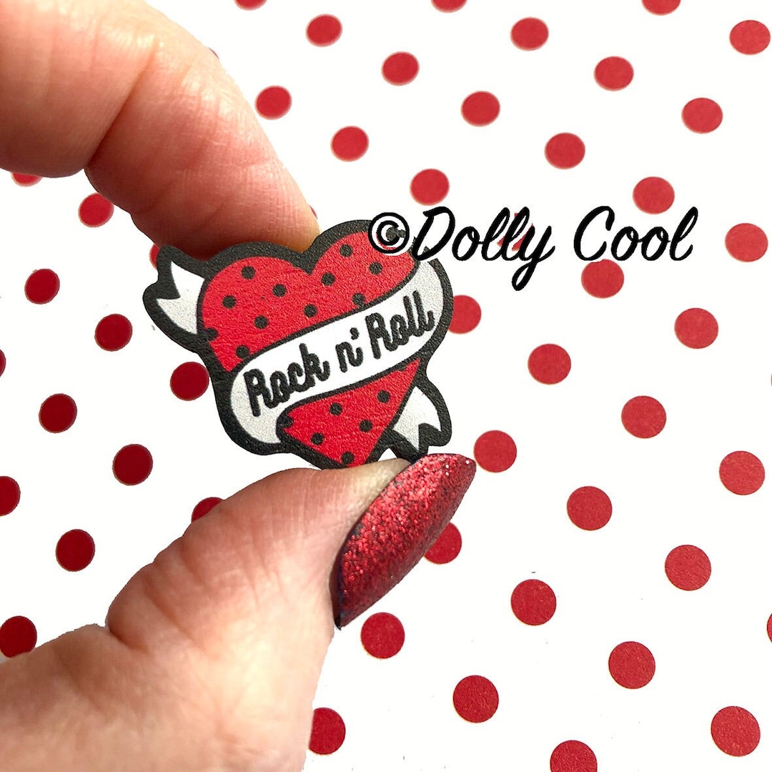 CLEARANCE Rock & Roll Heart Pin: Polka Dot Rockabilly Style - Etsy
