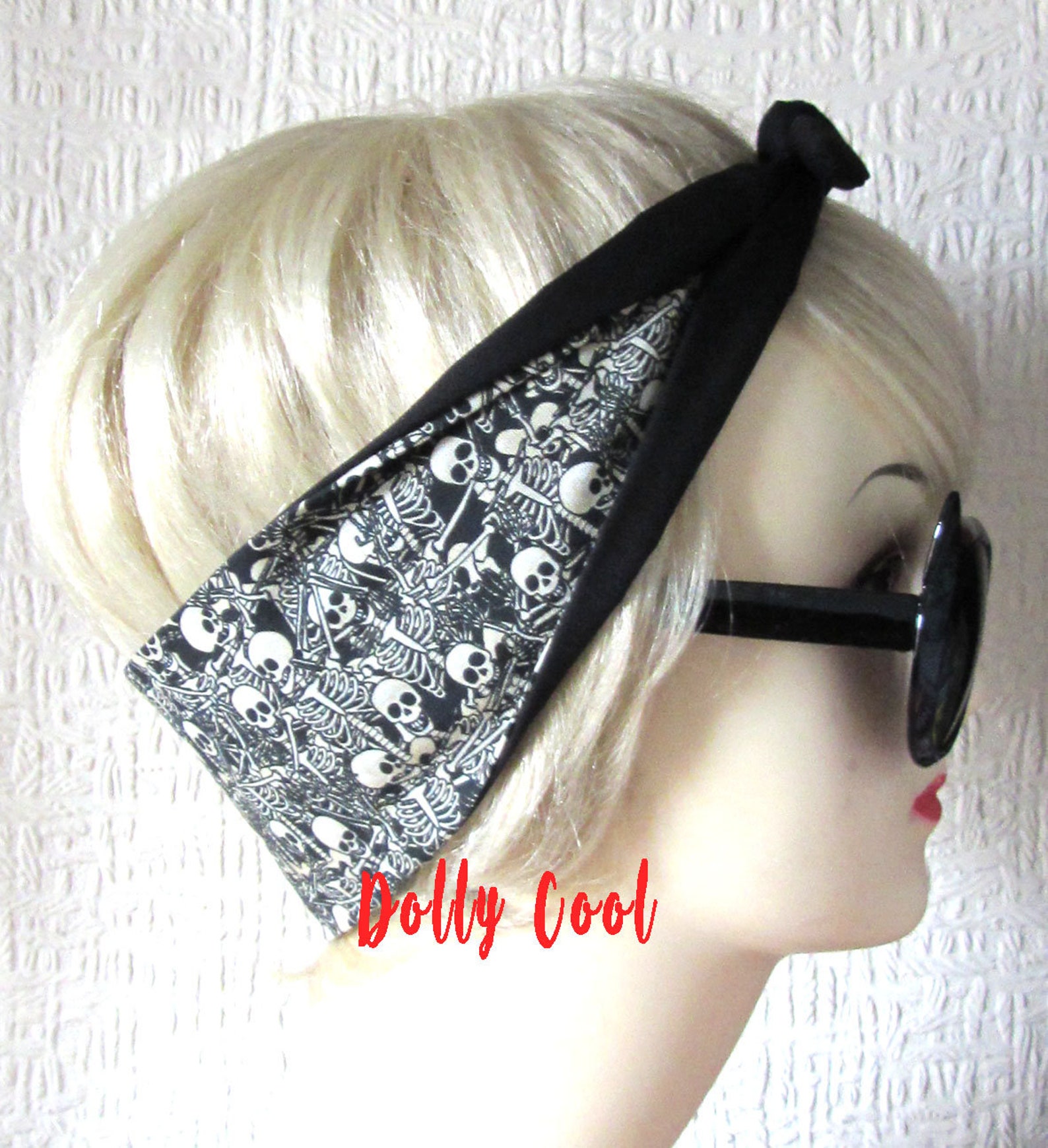 Skeleton Hair Tie Skull and Bones Print Fabric Scarf Wrap Band - Etsy