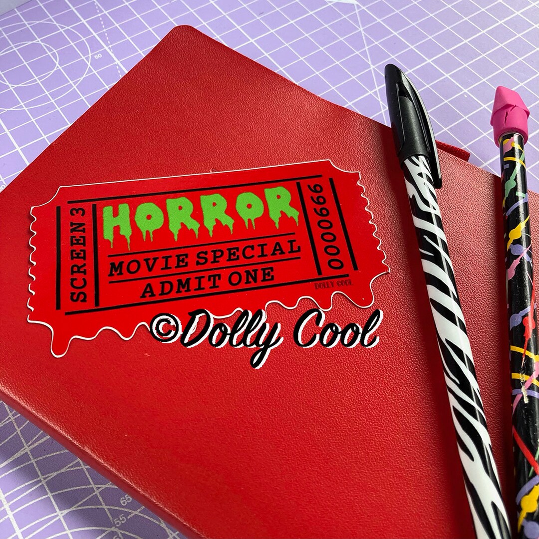Horror Movie Ticket Vinyl Sticker - Waterproof Illustrated Decal - Etsy