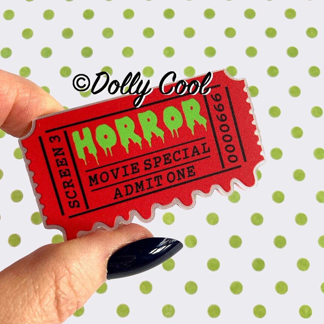 Horror Movie Ticket Brooch by Dolly Cool Laser Cut Plexiglass 50s ...