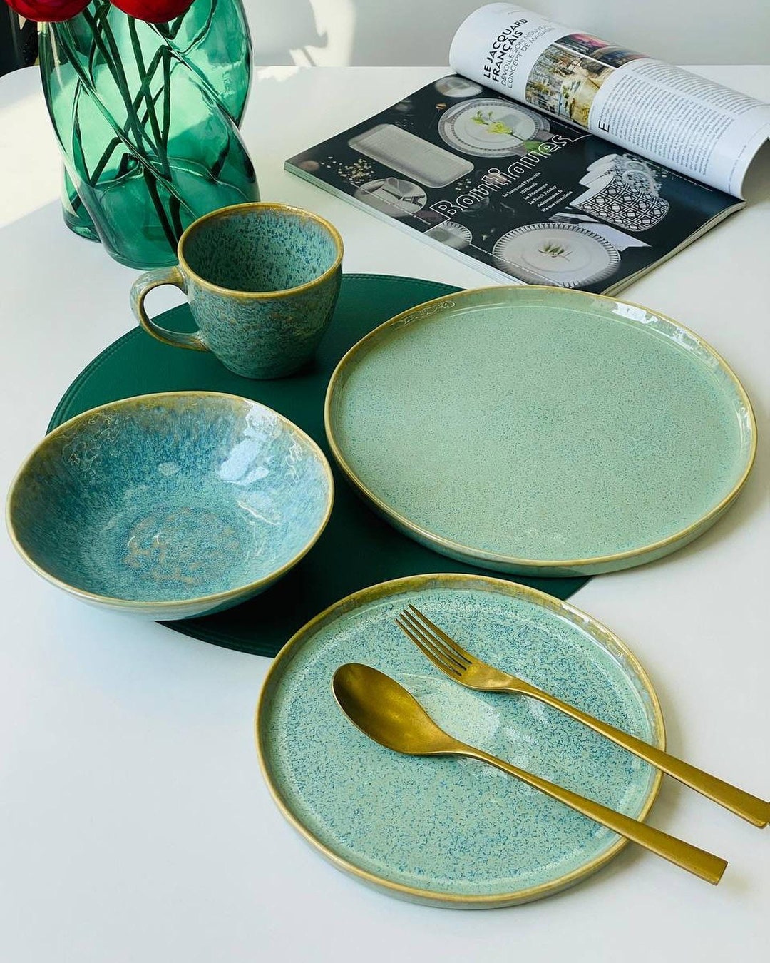 Handmade Ceramic Pottery Dinner & Serving Platter Set | Set of 4 Items ...