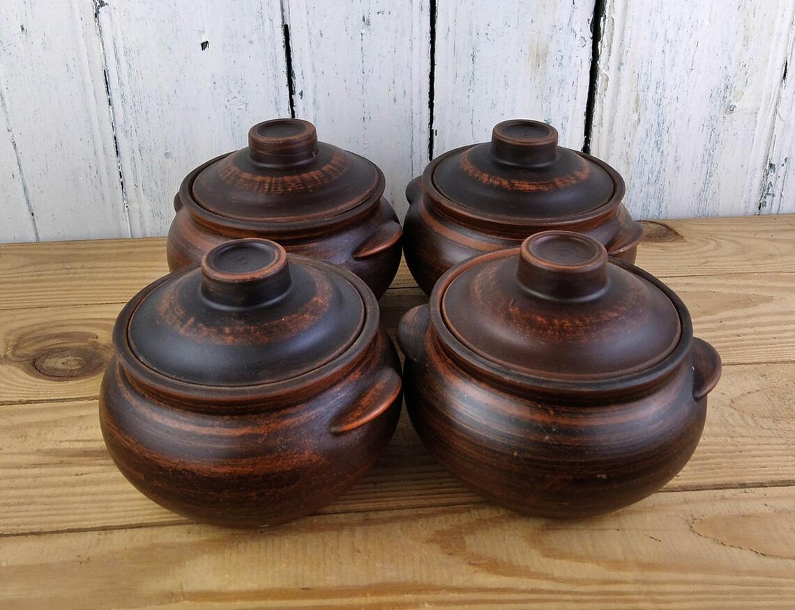 Handmade Red Clay Pot With Lid: Christmas Pottery Baking Dish - Etsy