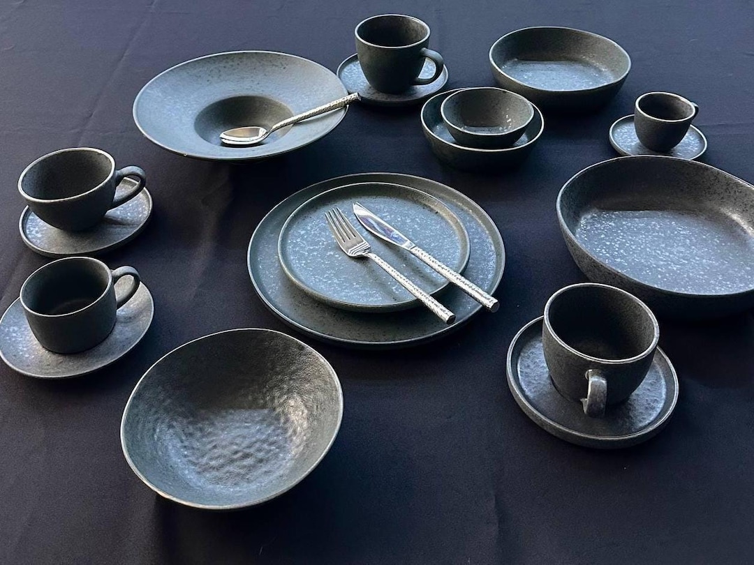 Handmade Ceramic Dinnerware Set, Custom Pottery Plates Bowls, Stoneware ...