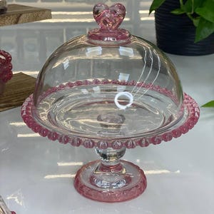 Beaded-edge Pink Glass Tableware Set | Handmade Romantic Dinnerware ...