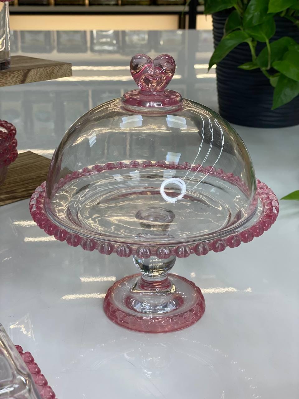 Beaded-edge Pink Glass Tableware Set | Handmade Romantic Dinnerware ...